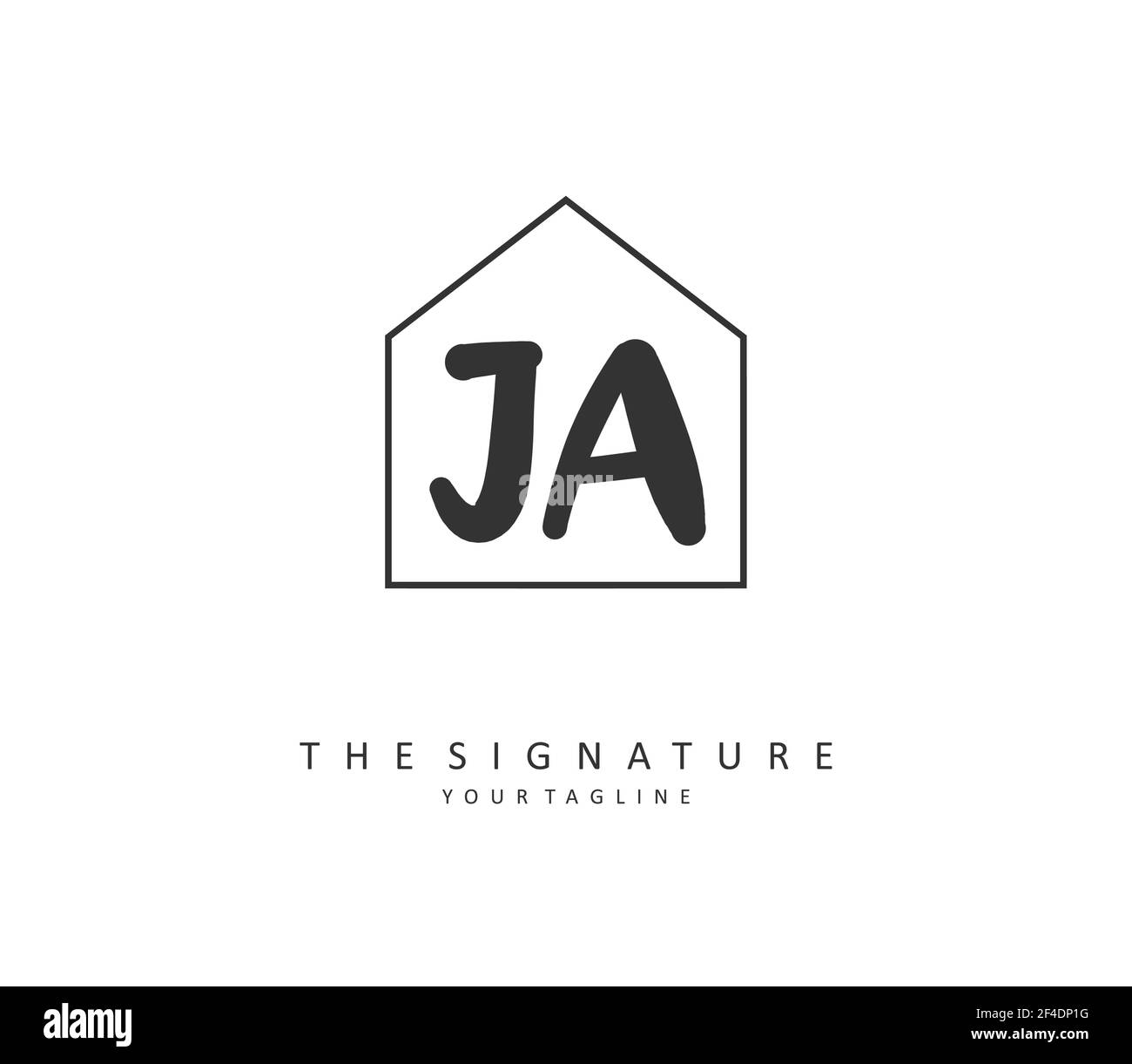 J A JA Initial letter handwriting and signature logo. A concept ...