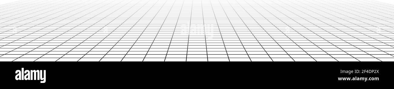 3D grid, mesh in perspective. Vanishing lattice, grating into horizon ...
