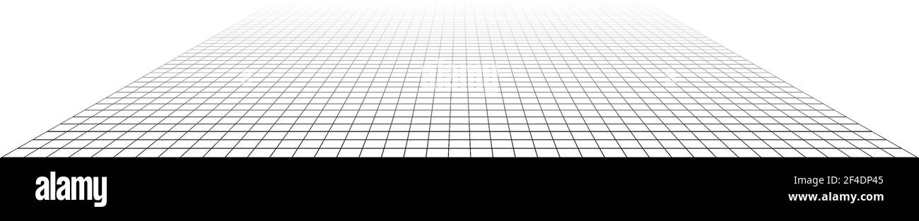 3D grid, mesh in perspective. Vanishing lattice, grating into horizon ...