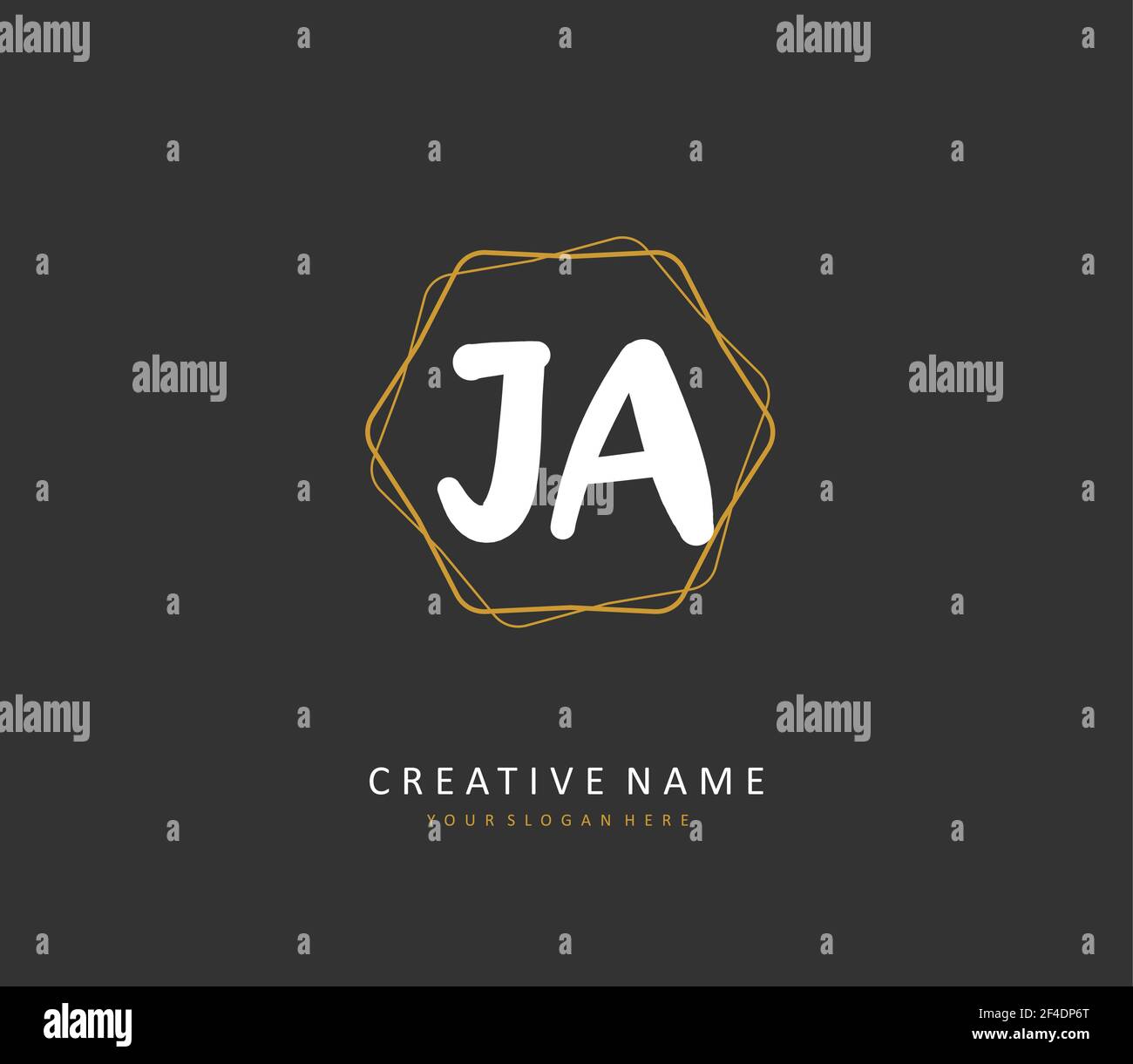 J A JA Initial letter handwriting and signature logo. A concept ...