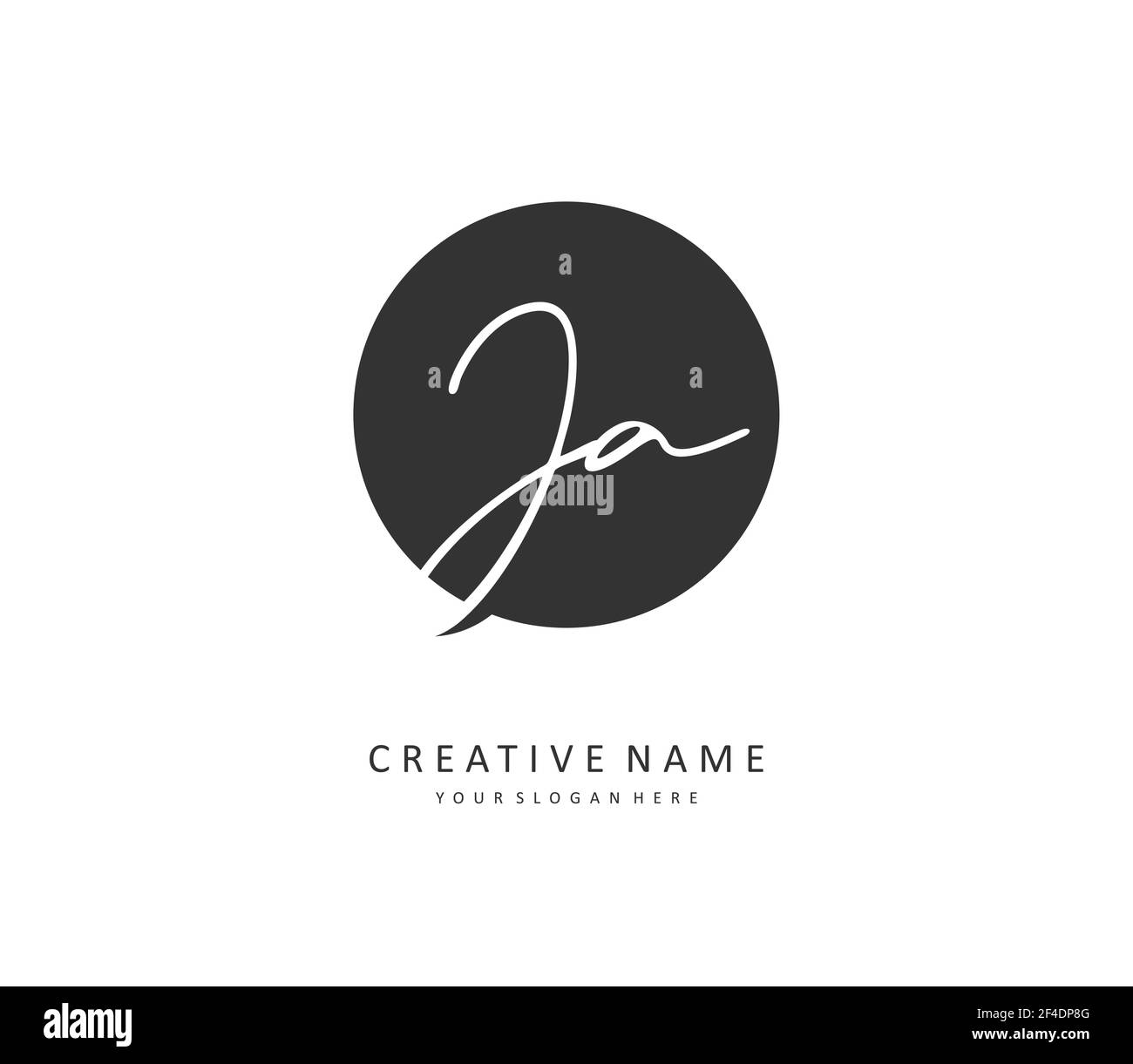 J A JA Initial letter handwriting and signature logo. A concept handwriting initial logo with ...