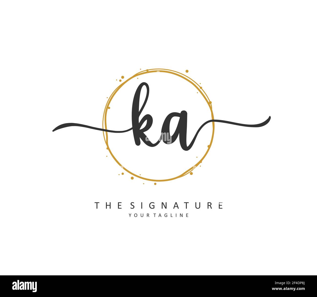 K A KA Initial letter handwriting and signature logo. A concept ...