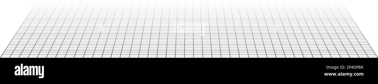 3D grid, mesh in perspective. Vanishing lattice, grating into horizon ...