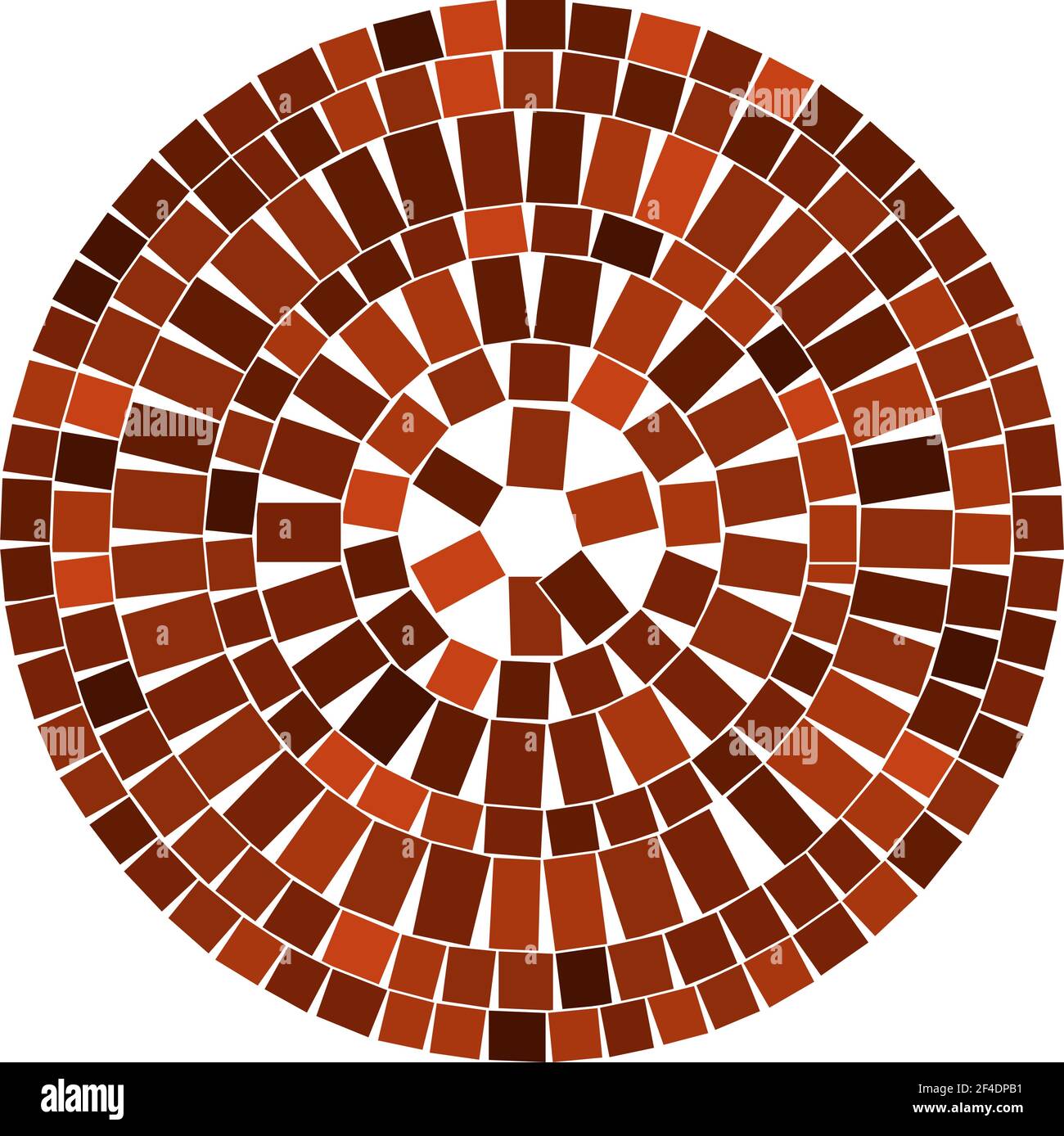 Geometric circle element. Circular red stonework, masonry stone, rock ...