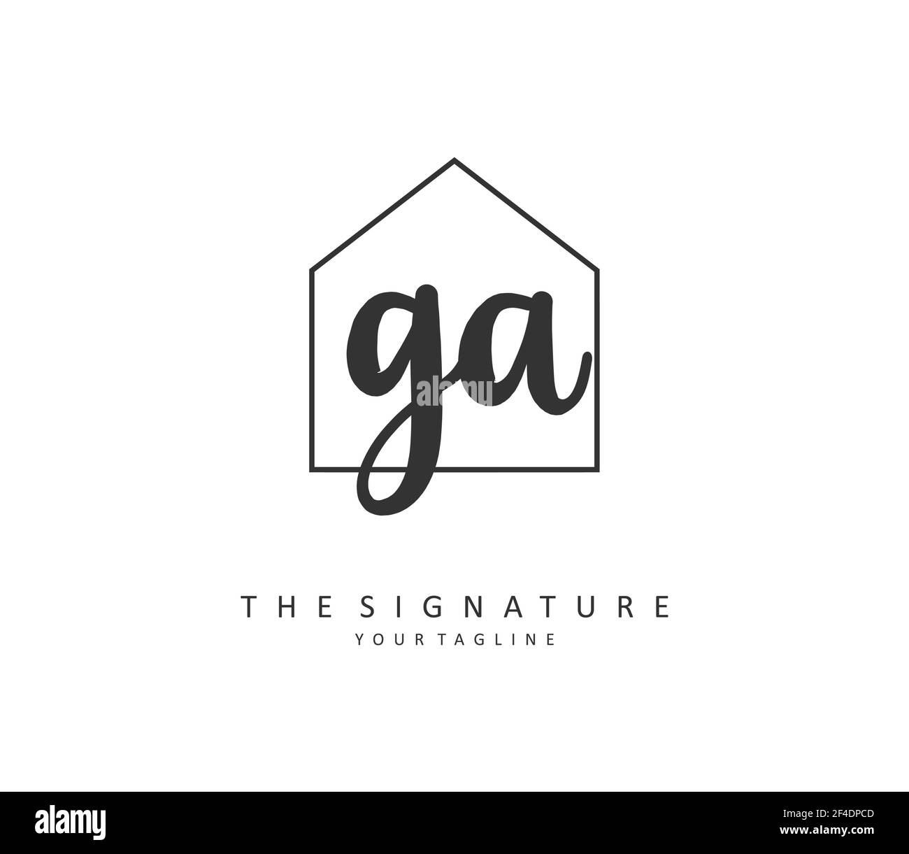G A GA Initial letter handwriting and signature logo. A concept handwriting initial logo with ...