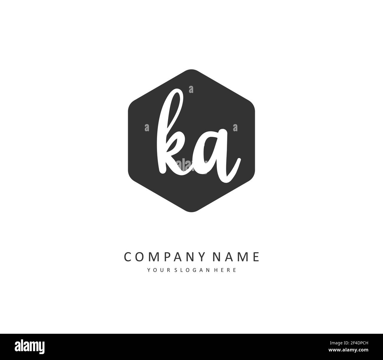 K A KA Initial letter handwriting and signature logo. A concept ...