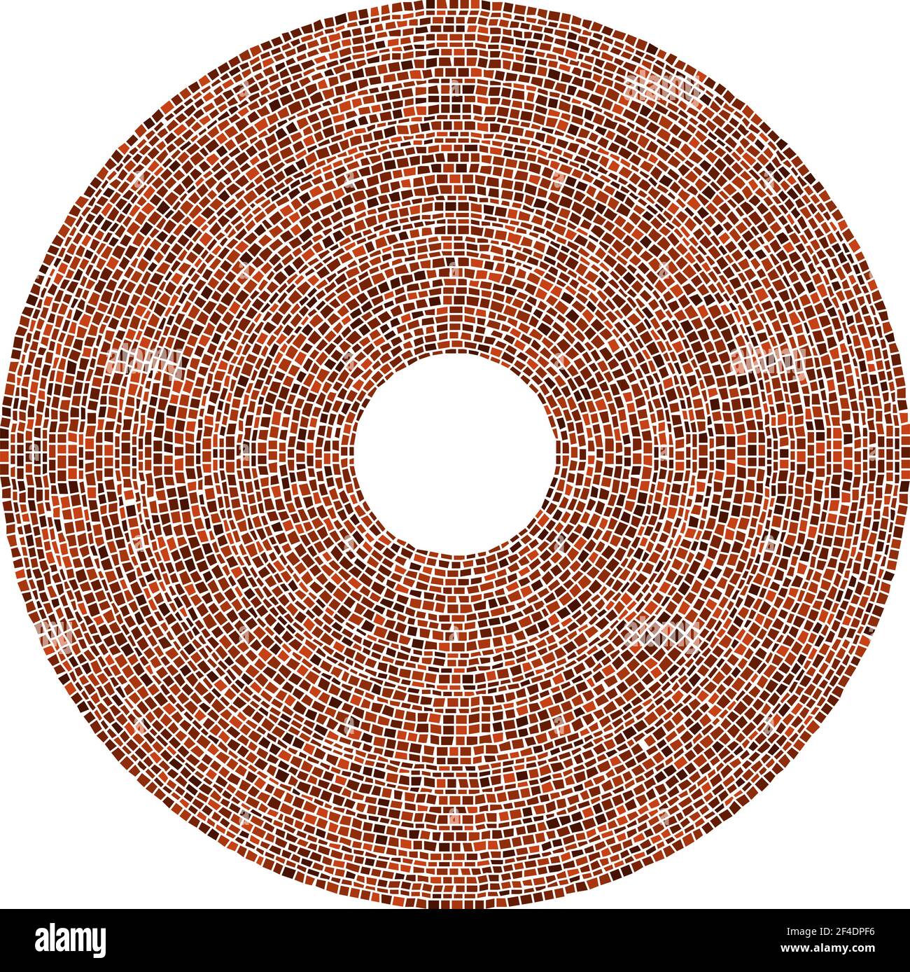 Geometric circle element. Circular red stonework, masonry stone, rock ...