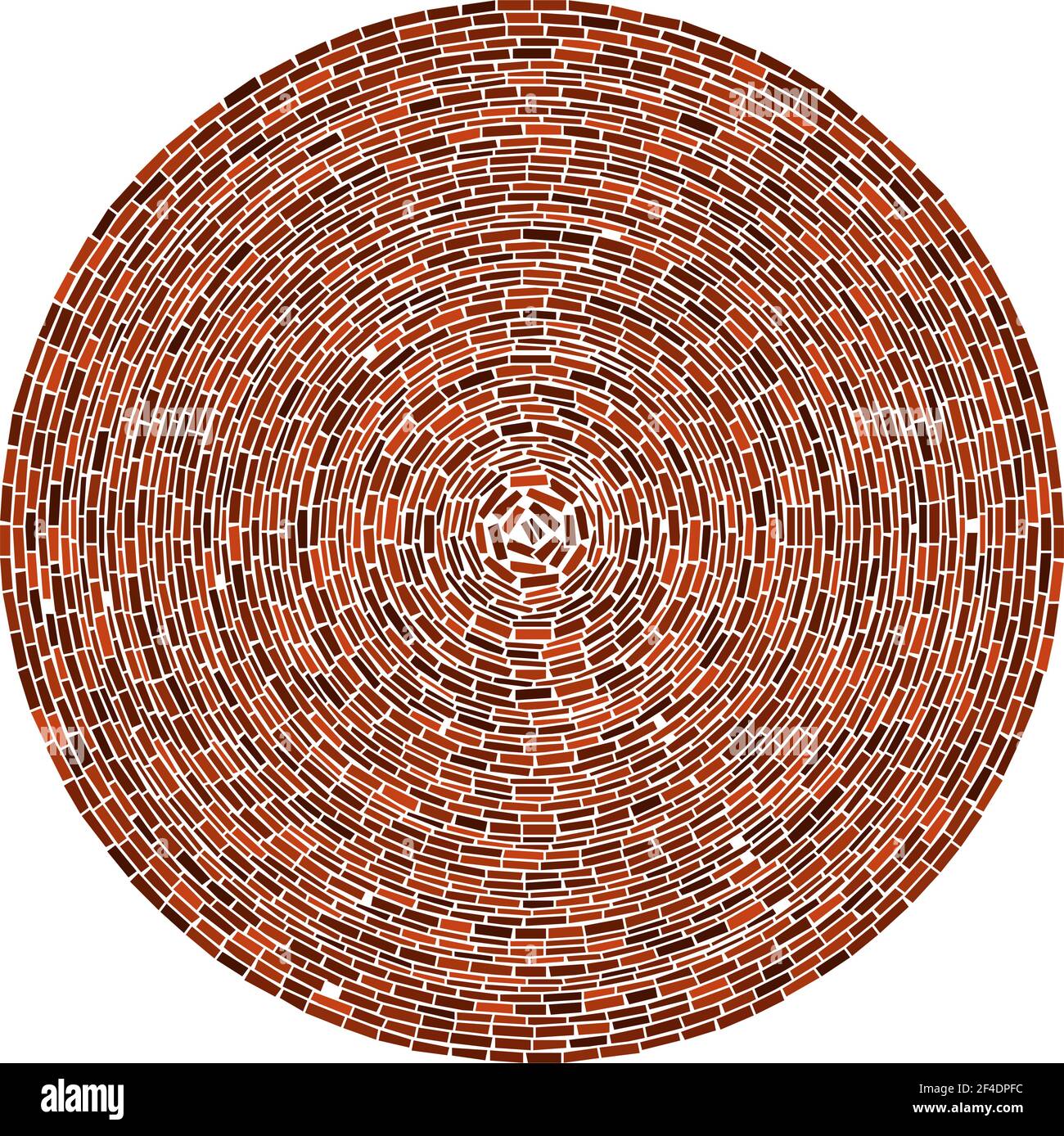 Geometric circle element. Circular red stonework, masonry stone, rock ...