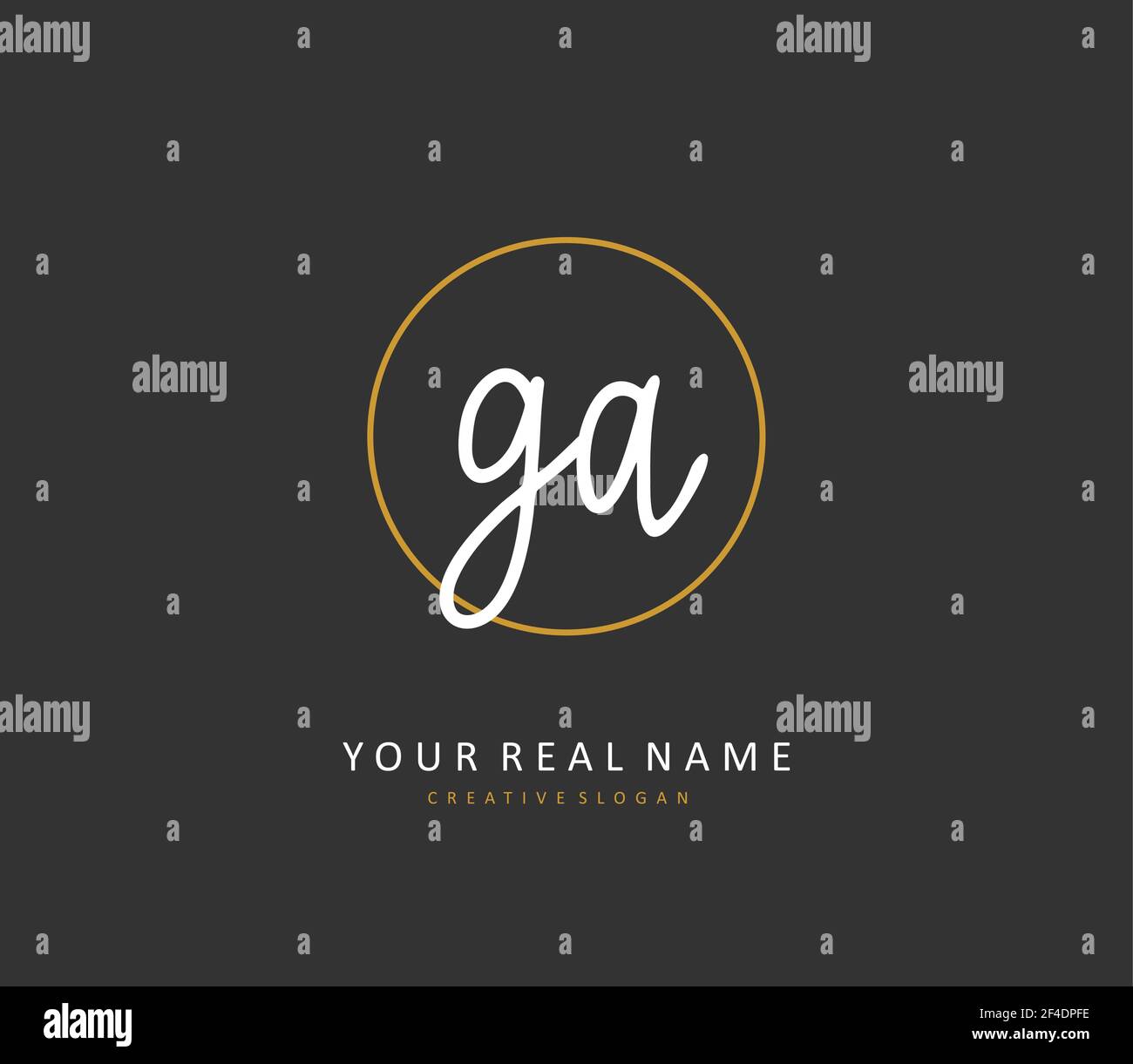 G A GA Initial letter handwriting and signature logo. A concept ...