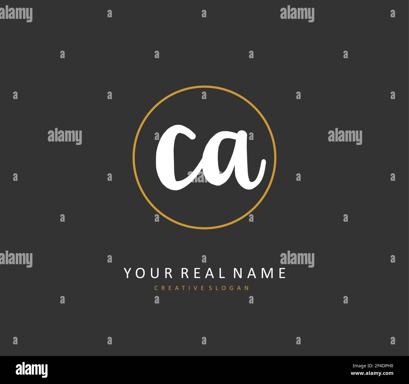 C A CA Initial letter handwriting and signature logo. A concept ...