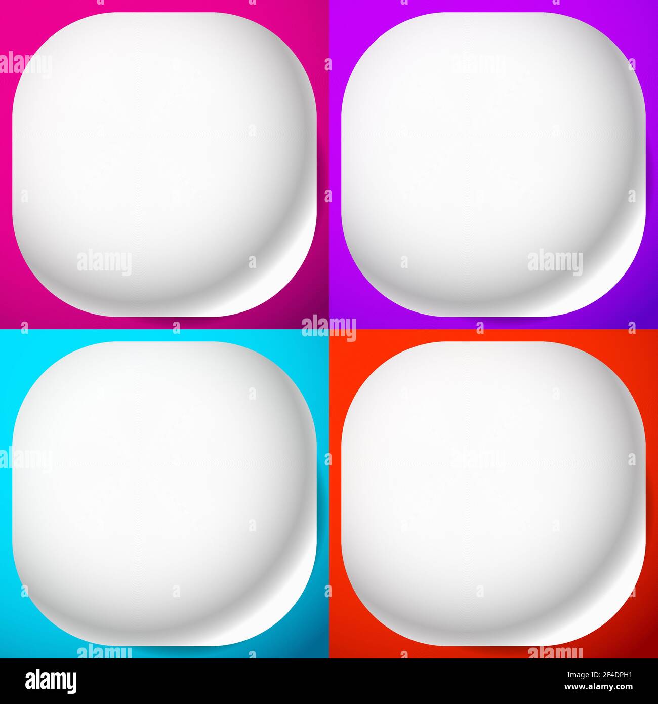 Blank, empty rounded square button, badge, and pin shape design element ...