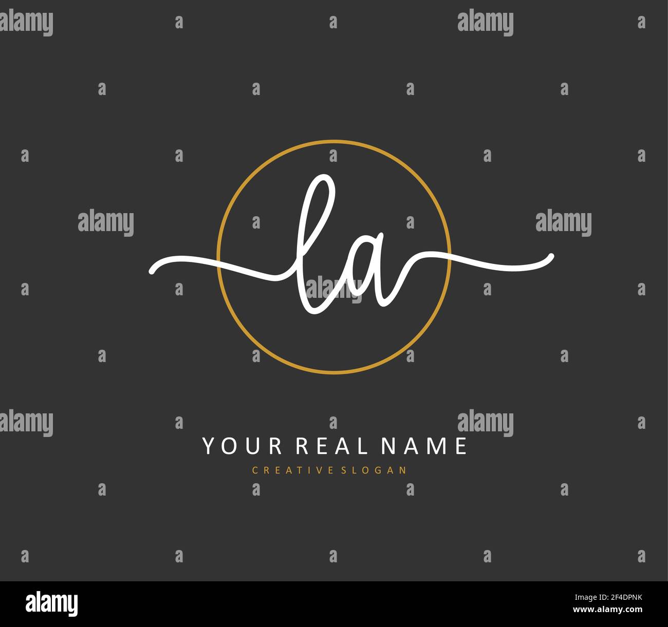 L A LA Initial letter handwriting and signature logo. A concept ...