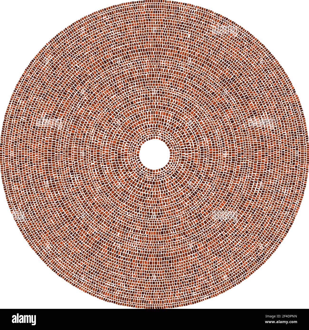 Geometric circle element. Circular red stonework, masonry stone, rock ...