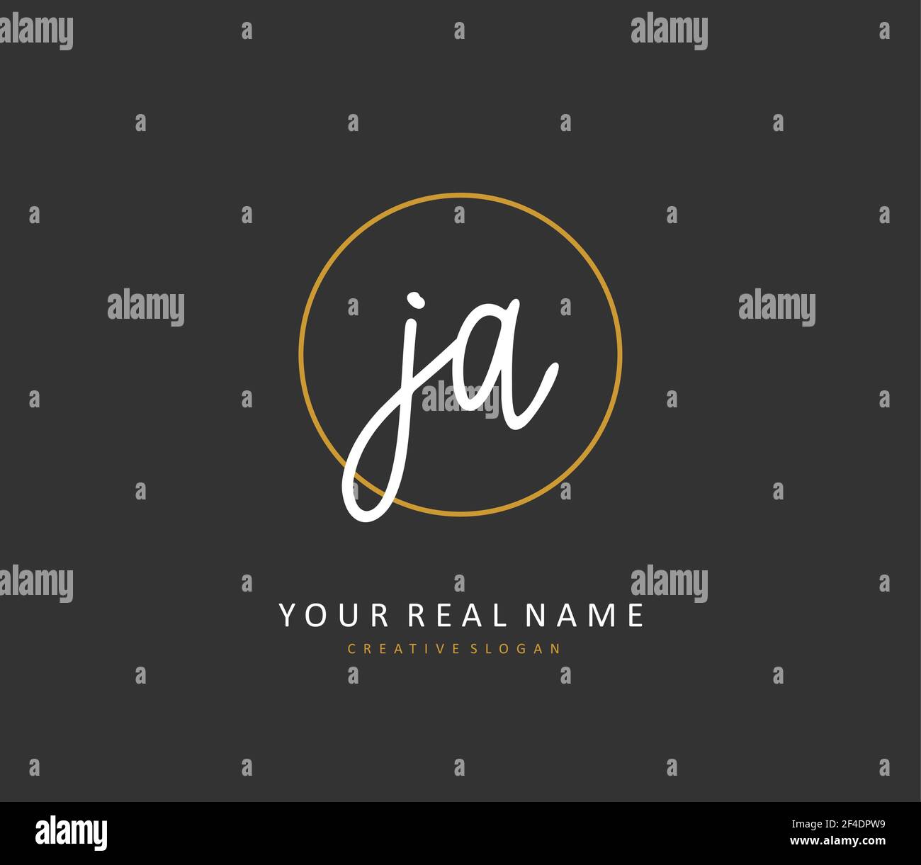 J A JA Initial letter handwriting and signature logo. A concept ...