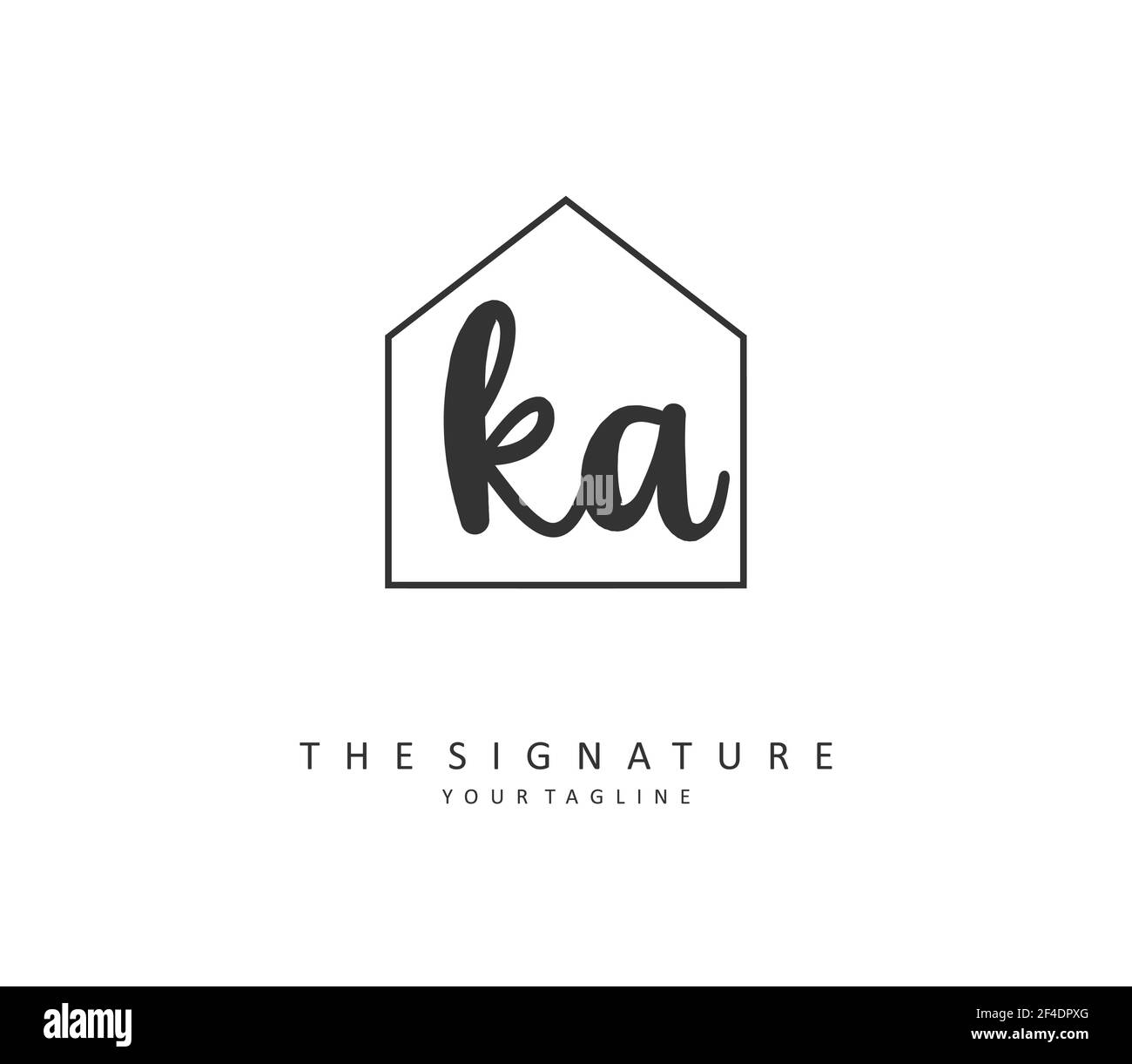 K A KA Initial letter handwriting and signature logo. A concept ...