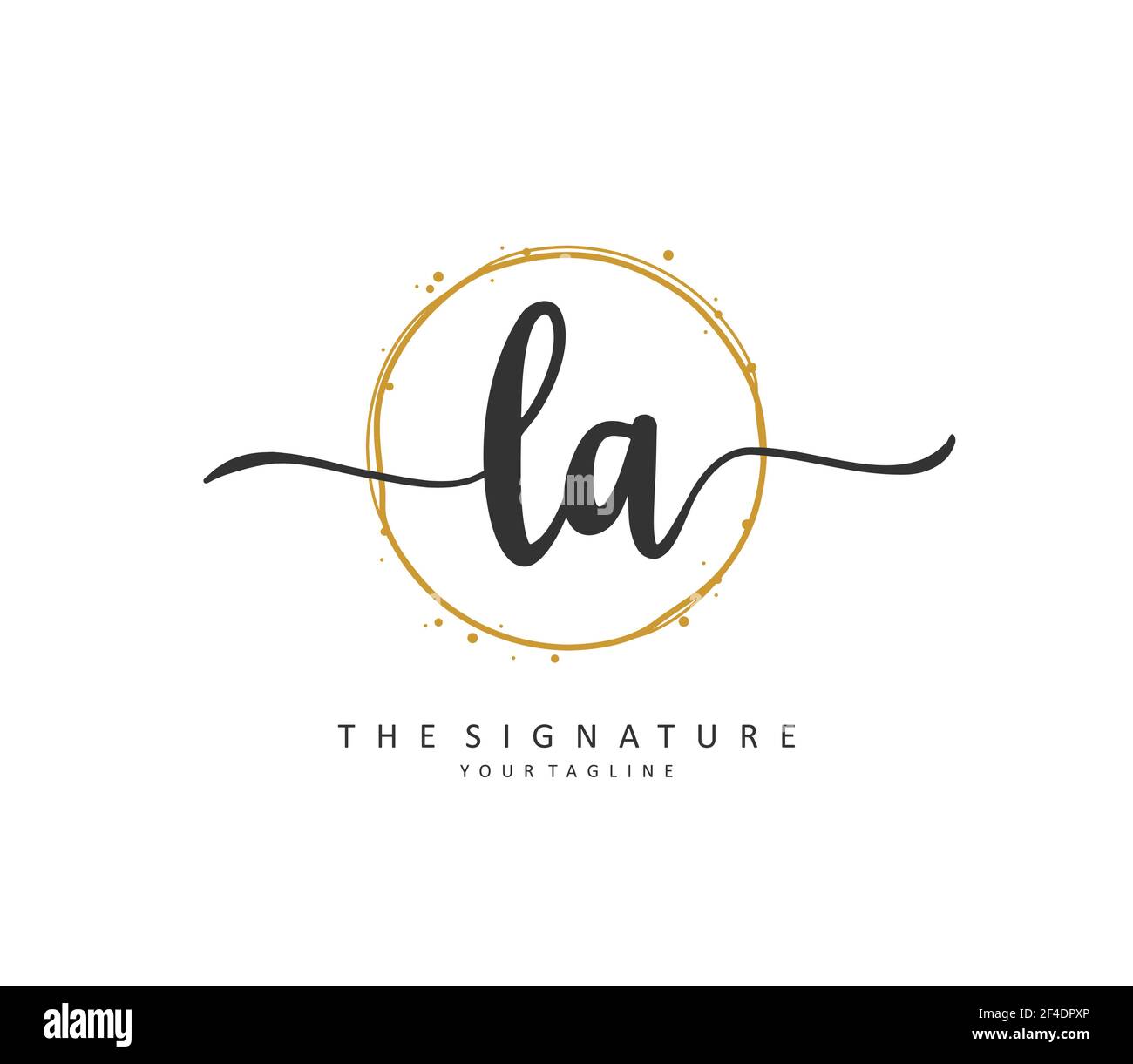 L A LA Initial letter handwriting and signature logo. A concept ...