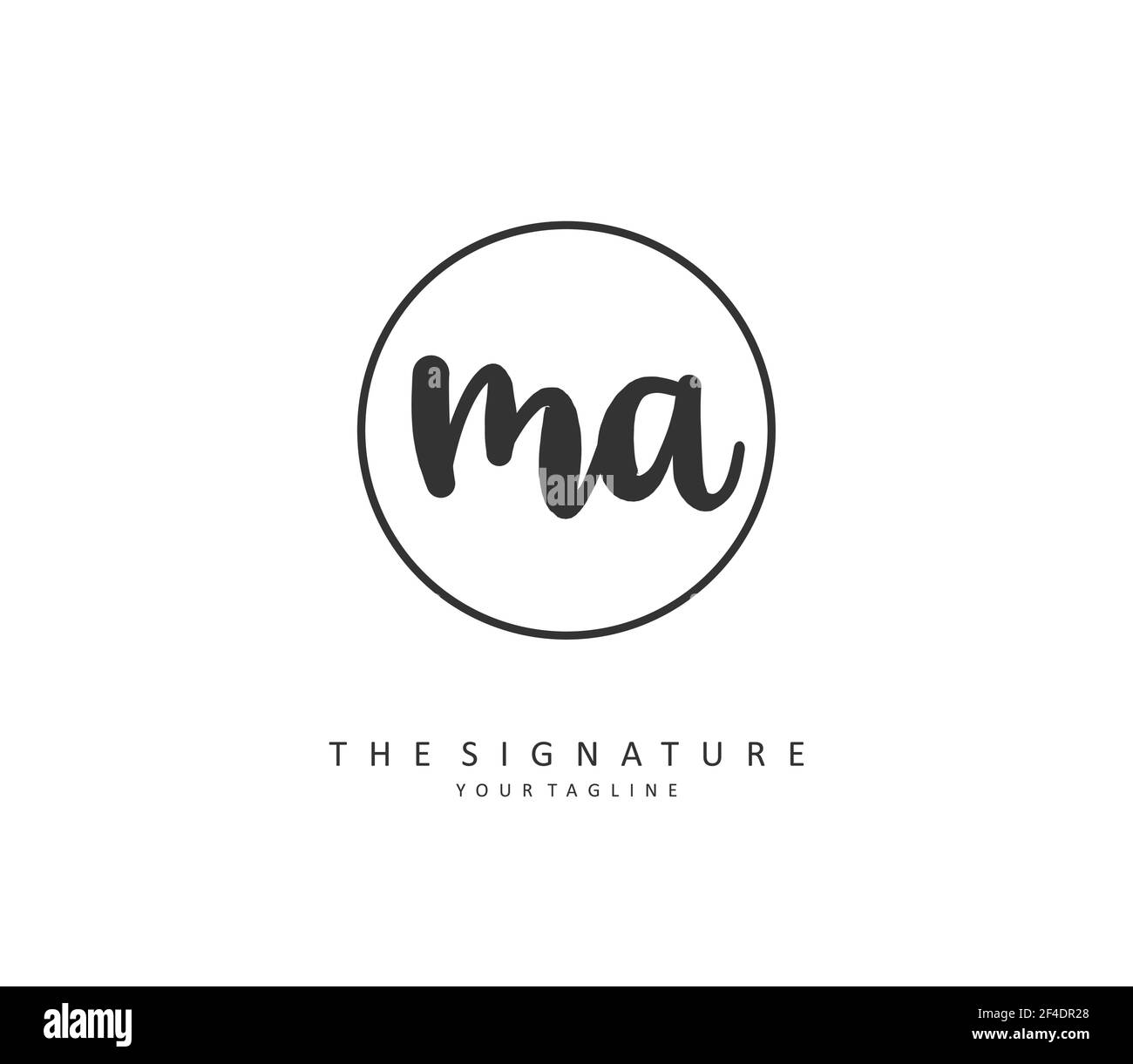 M A MA Initial letter handwriting and signature logo. A concept ...