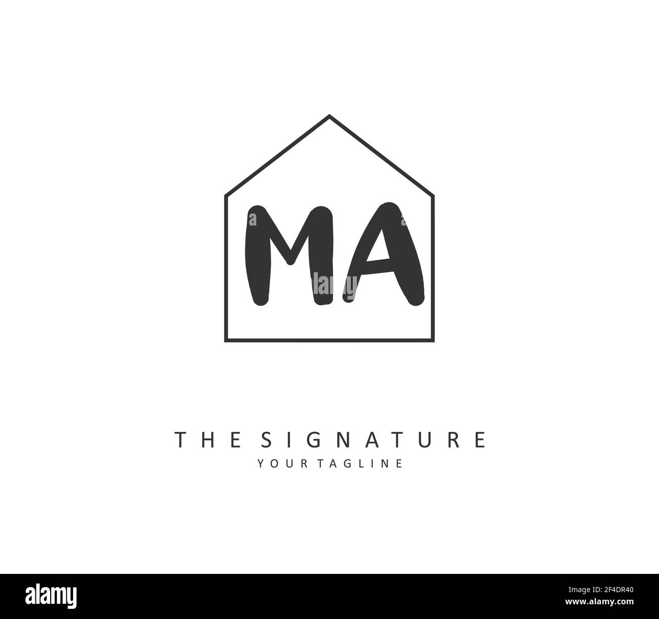 M A MA Initial letter handwriting and signature logo. A concept ...