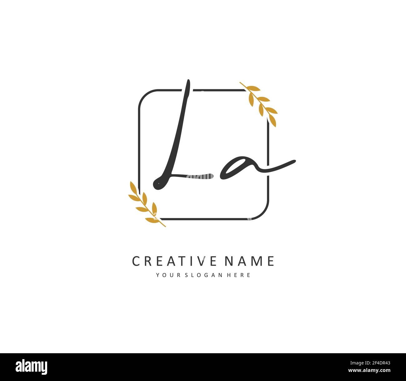 L A LA Initial letter handwriting and signature logo. A concept ...