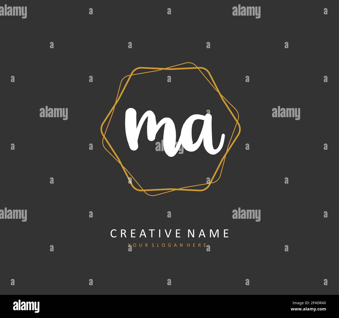 M A MA Initial letter handwriting and signature logo. A concept ...