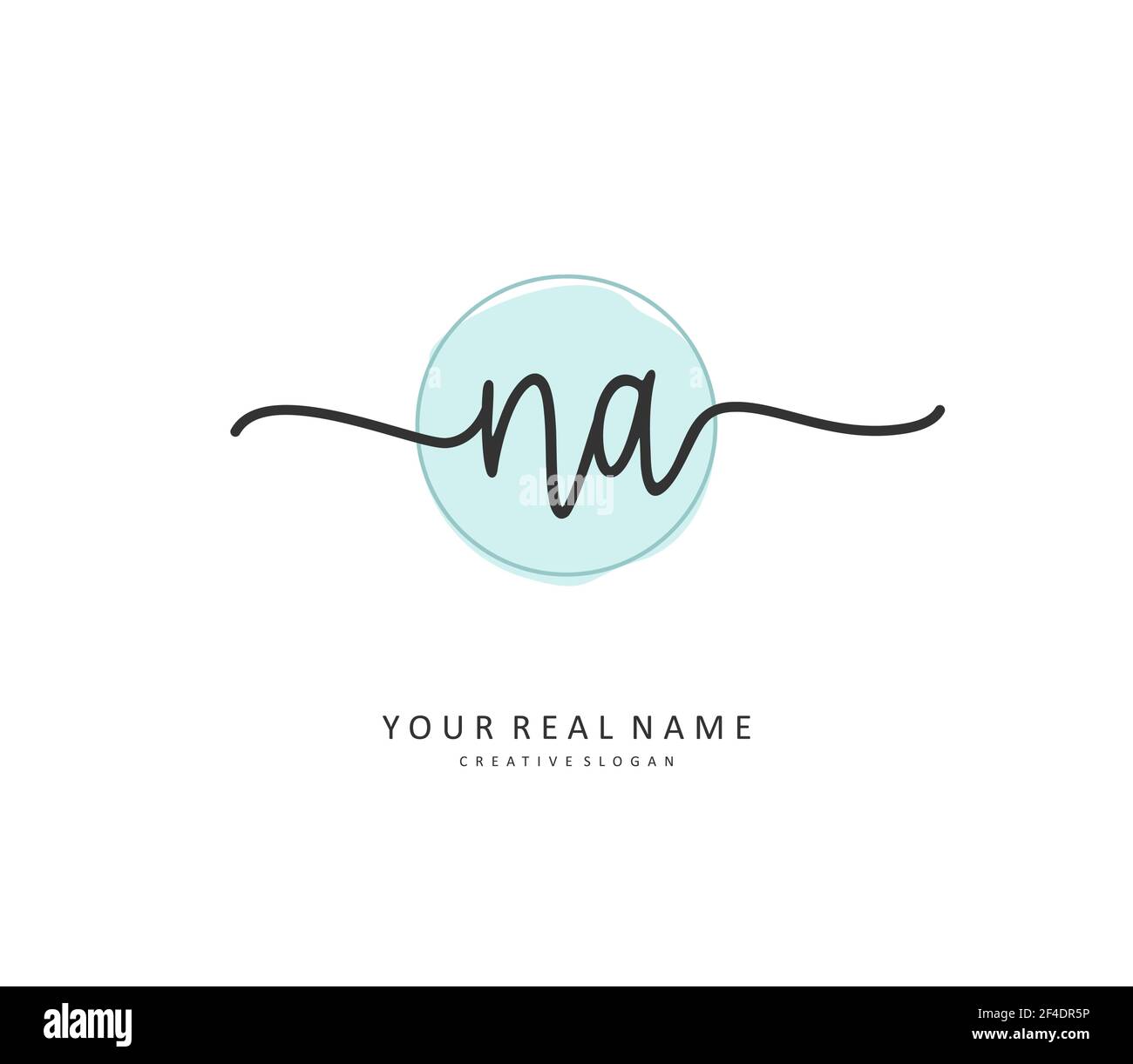 N A NA Initial letter handwriting and signature logo. A concept ...