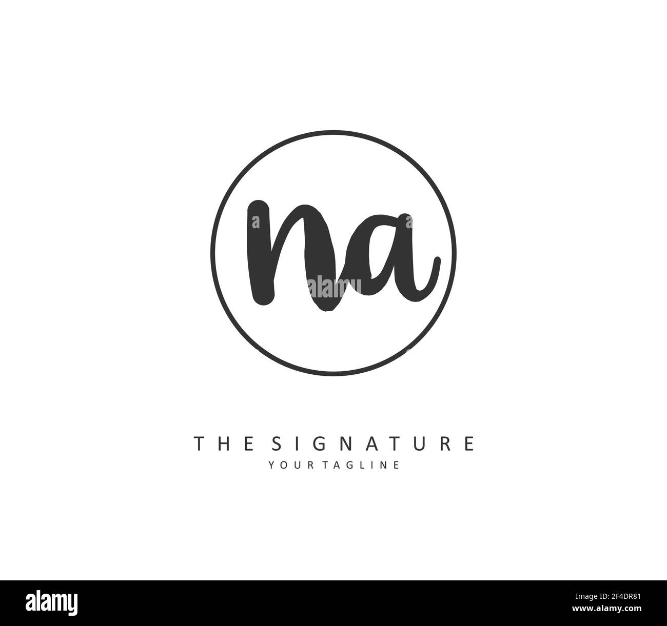 N A NA Initial letter handwriting and signature logo. A concept ...