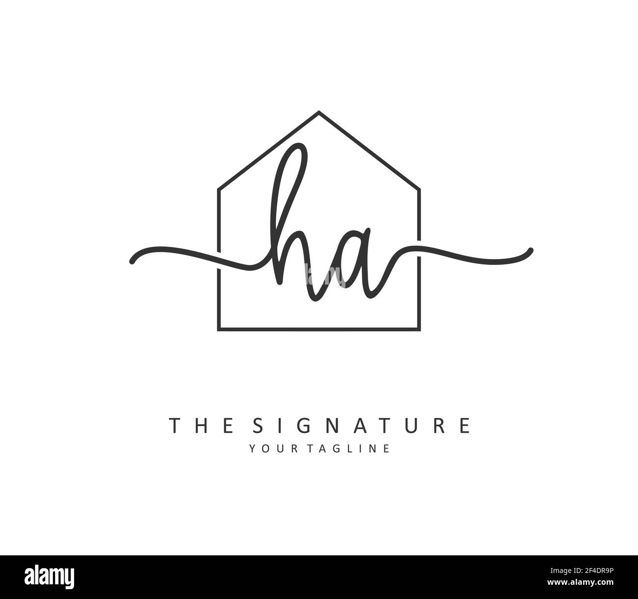 H A HA Initial letter handwriting and signature logo. A concept ...