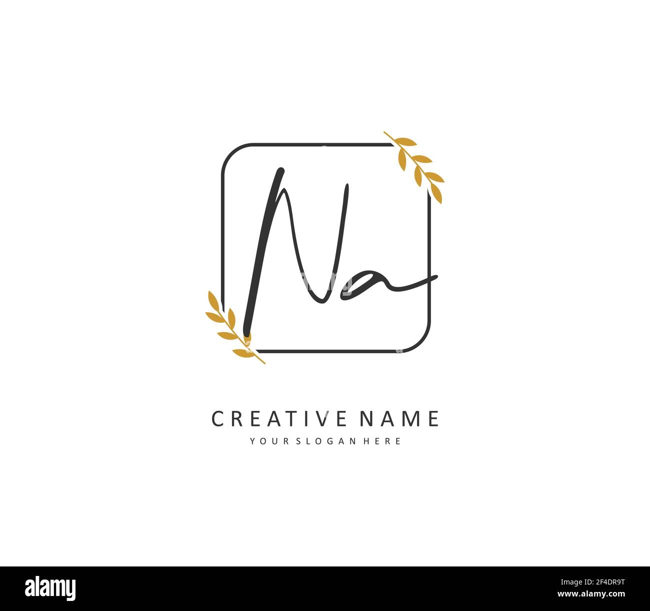 N A NA Initial letter handwriting and signature logo. A concept ...