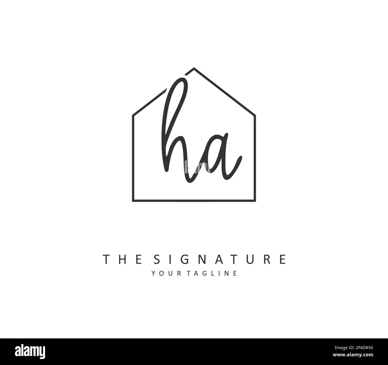 H A HA Initial letter handwriting and signature logo. A concept ...