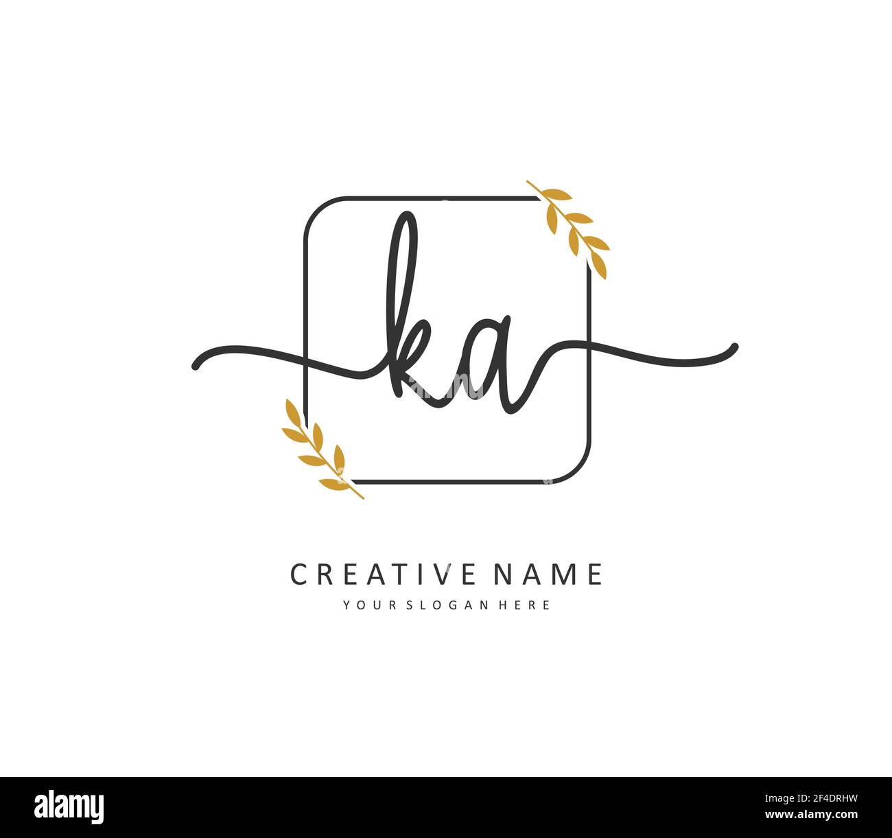 K A KA Initial letter handwriting and signature logo. A concept handwriting initial logo with ...