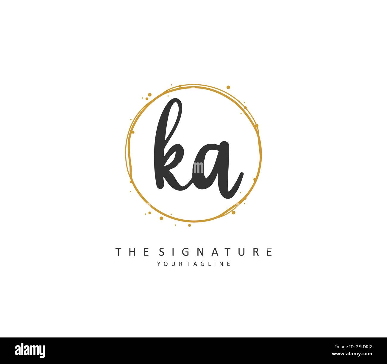 K A KA Initial letter handwriting and signature logo. A concept ...