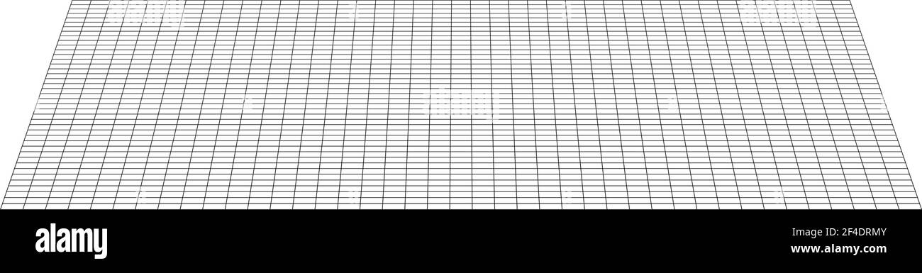 3D grid, mesh in perspective. Vanishing lattice, grating into horizon ...