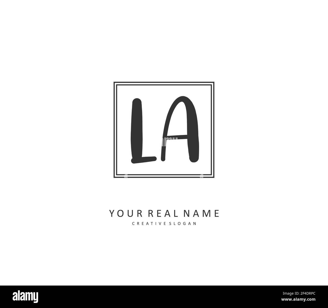 L A LA Initial letter handwriting and signature logo. A concept ...