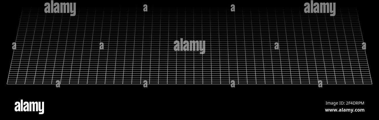 3D grid, mesh in perspective. Vanishing lattice, grating into horizon ...