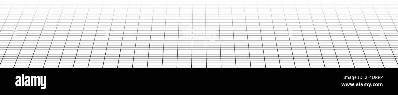 3D grid, mesh in perspective. Vanishing lattice, grating into horizon ...