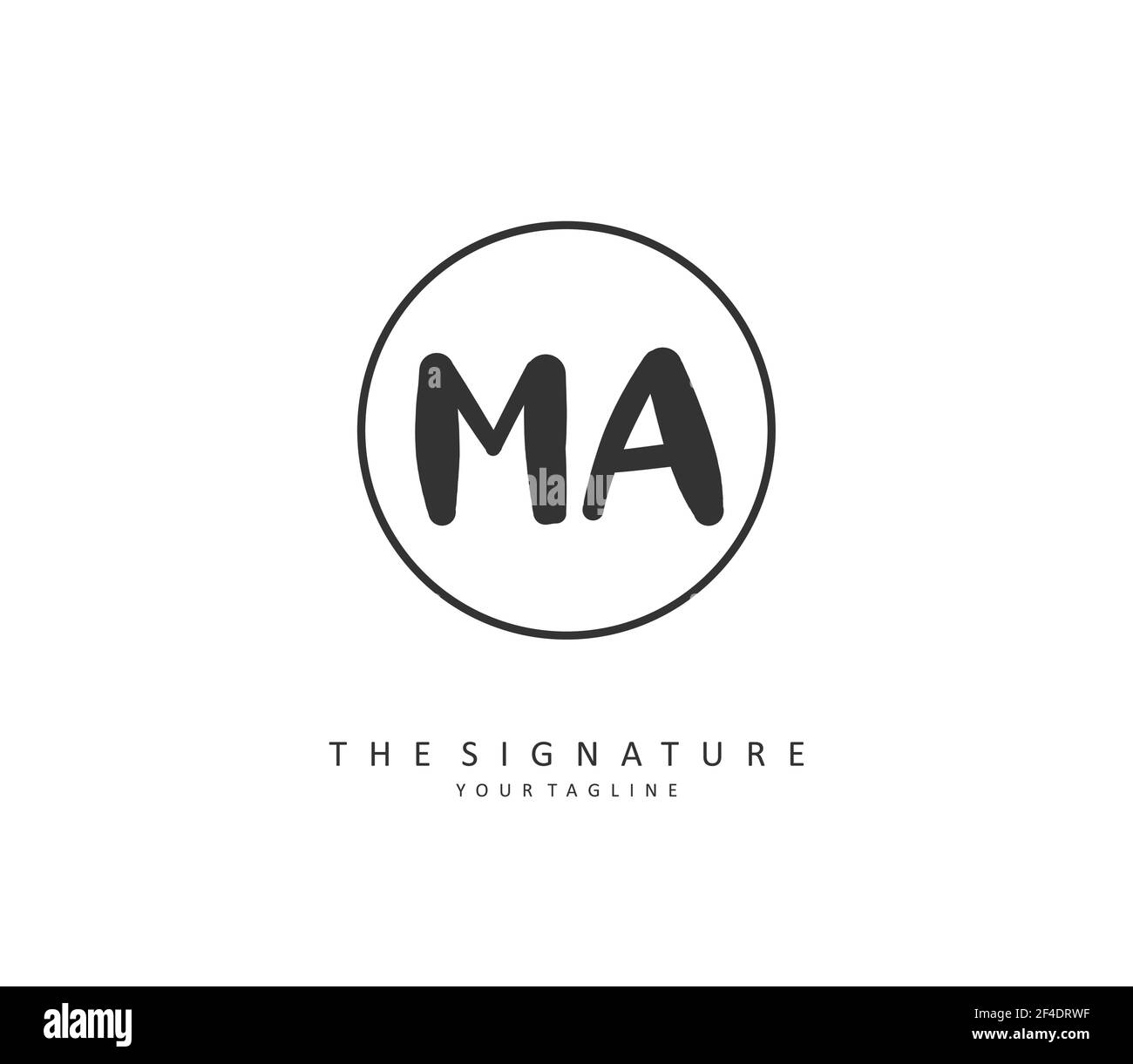 M A MA Initial letter handwriting and signature logo. A concept ...