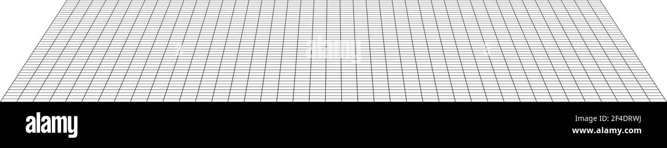 3D grid, mesh in perspective. Vanishing lattice, grating into horizon ...