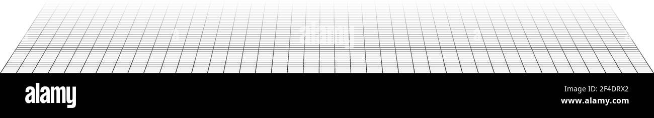 3D grid, mesh in perspective. Vanishing lattice, grating into horizon ...