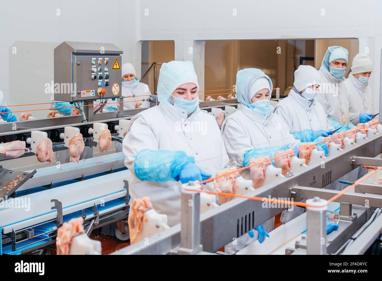 Production line in the food factory.Factory for the production of food ...