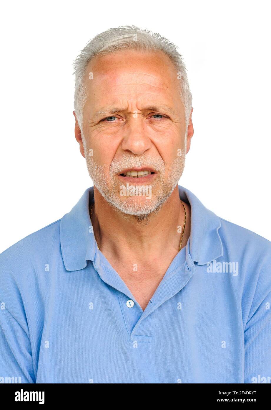 Portrait of angry senior man on white background Stock Photo - Alamy