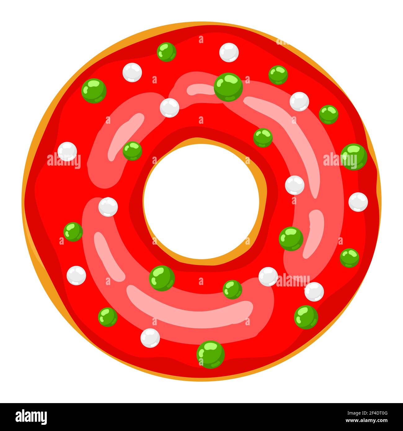 Red donut are decorated with sweet festive balloons. Cartoon Christmas ...
