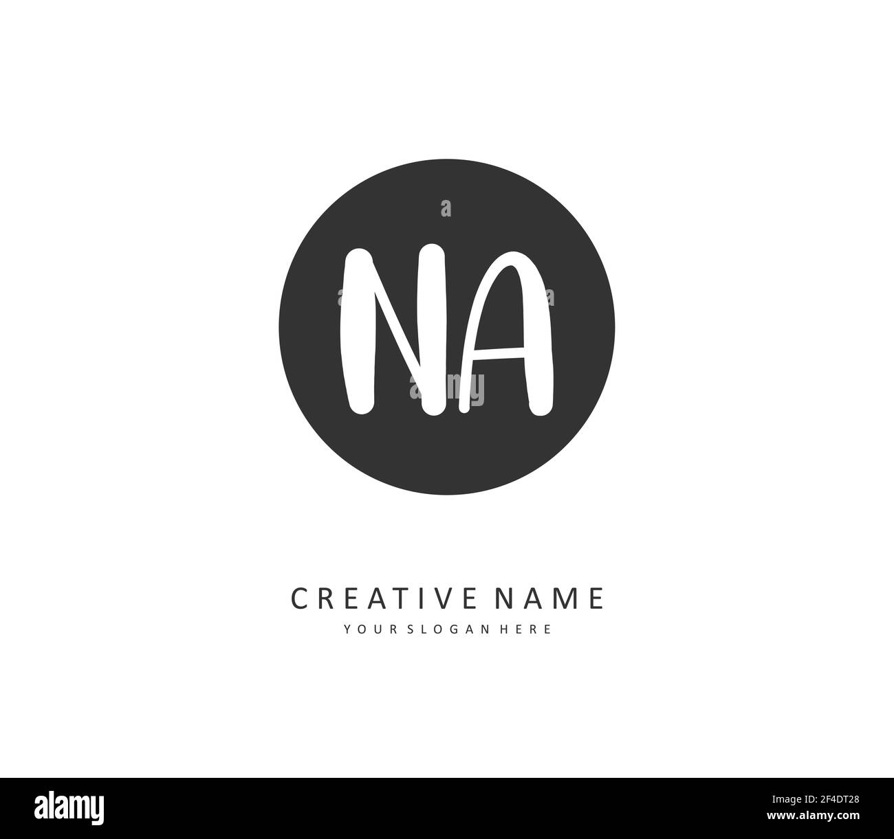 N A NA Initial letter handwriting and signature logo. A concept ...
