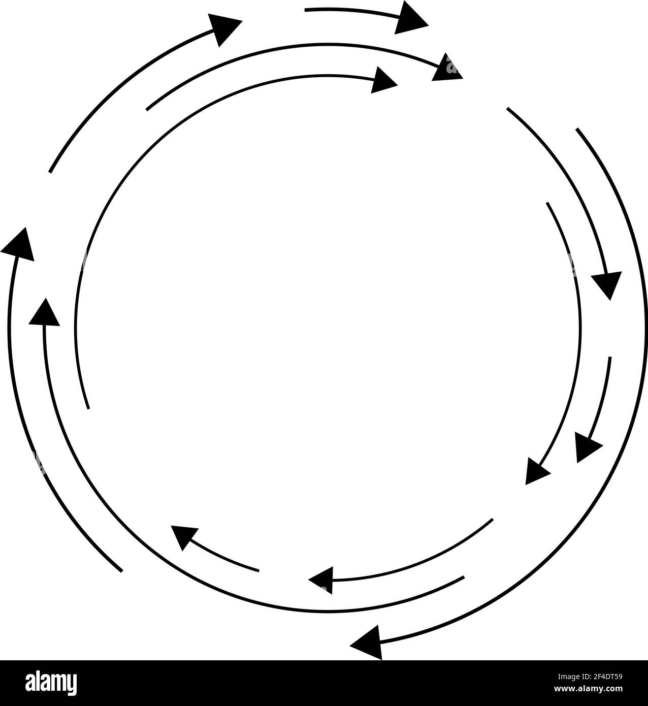 Rotating arrows. Concentric, radial, and circular arrow element. Cycle-cyclical cursor, pointer ...