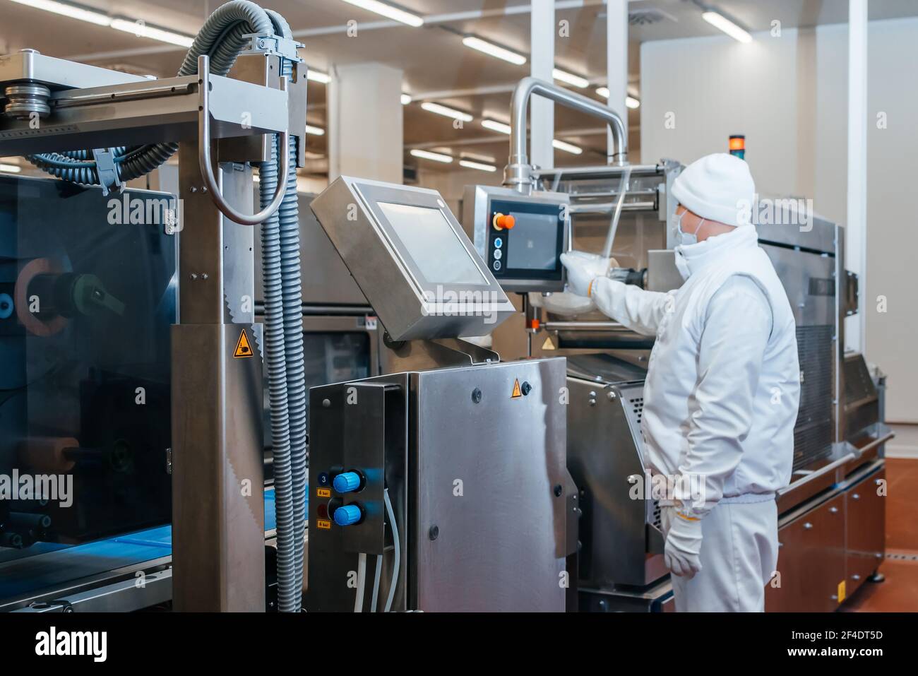 Meat processing plant. Production line of meat.Line for the production ...