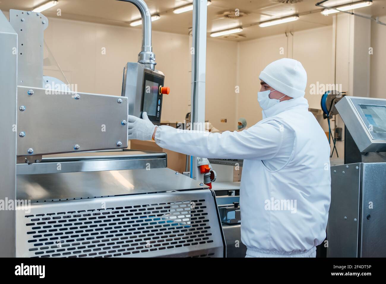 Meat processing plant. Production line of meat.Line for the production ...