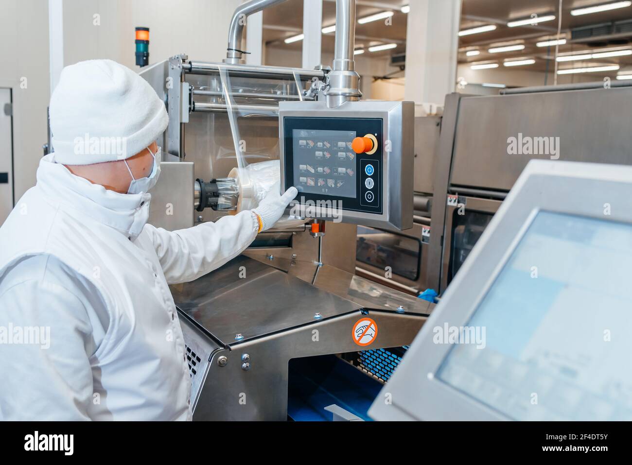 Meat processing plant. Production line of meat.Line for the production ...