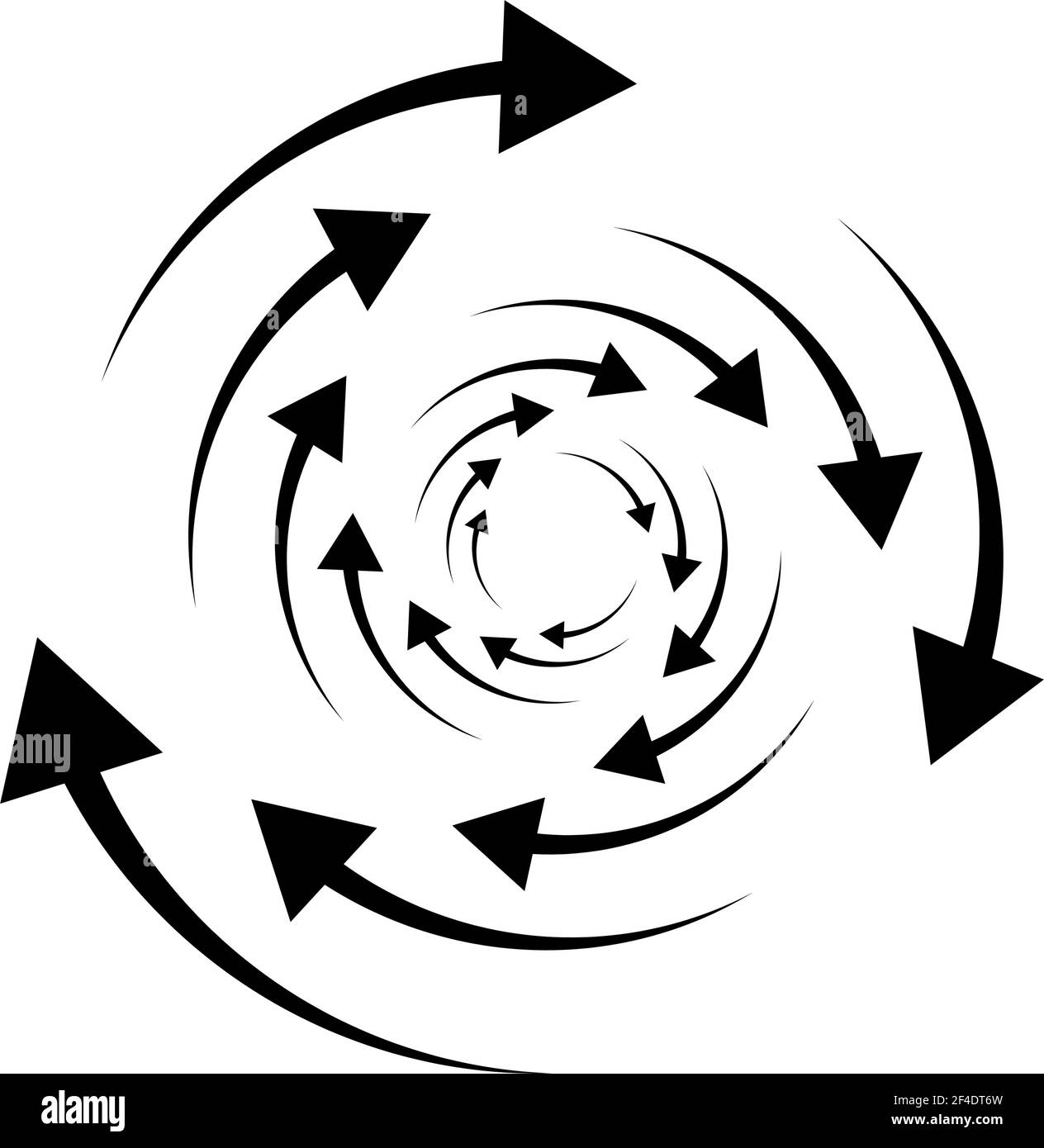 Rotating arrows. Concentric, radial, and circular arrow element. Cycle-cyclical cursor, pointer ...