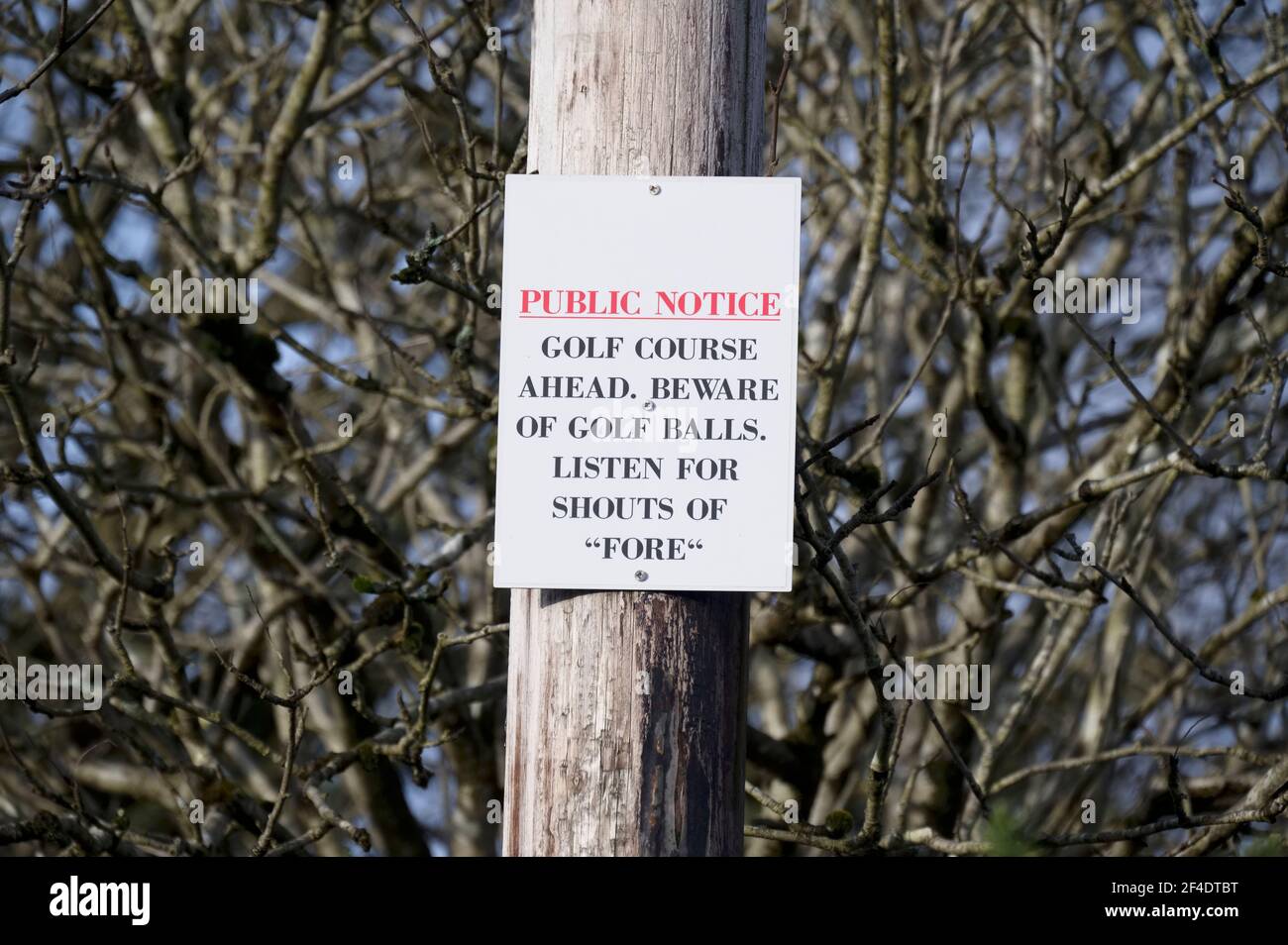 Beware of Golf Balls Sign Caution and Warning Danger Stock Photo - Alamy