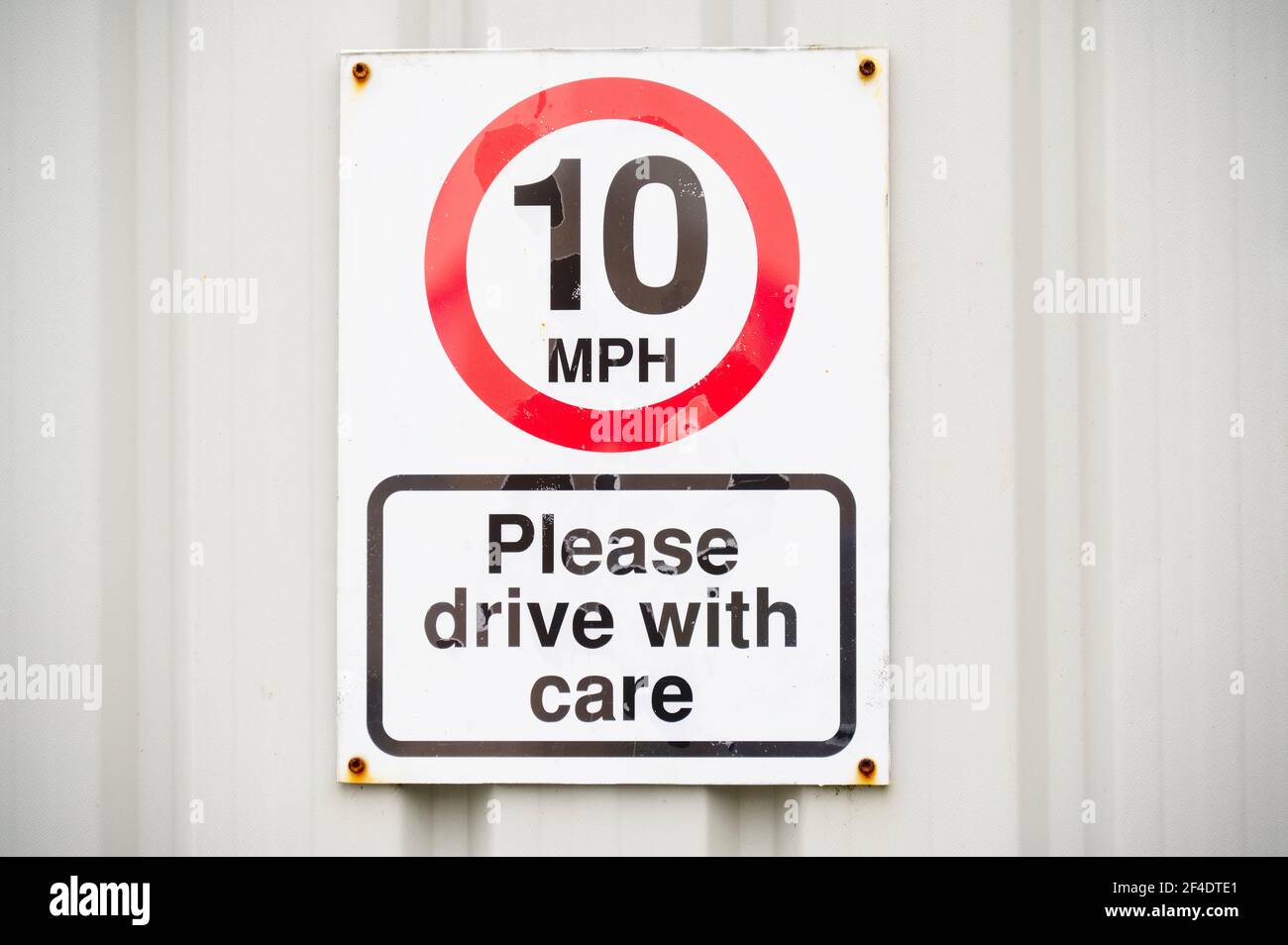 Ten mph construction building site speed safety sign England Stock ...