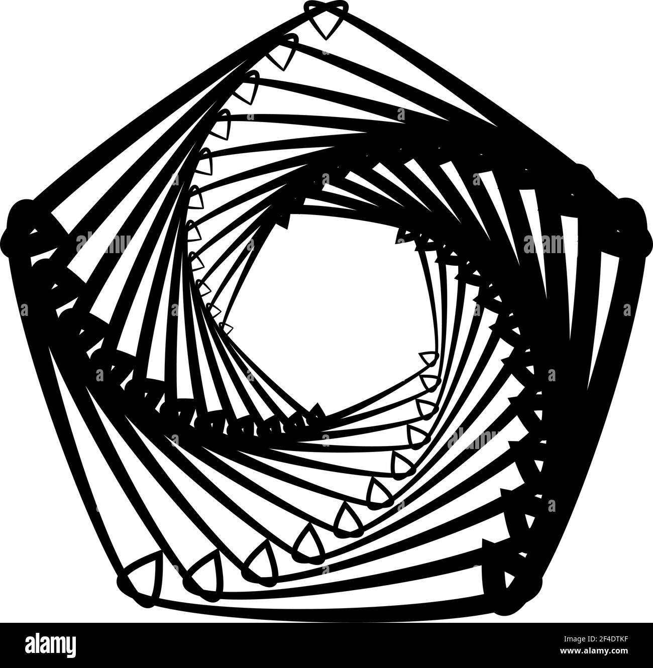 Abstract geometric shape, design element with inward rotation. Swirl ...